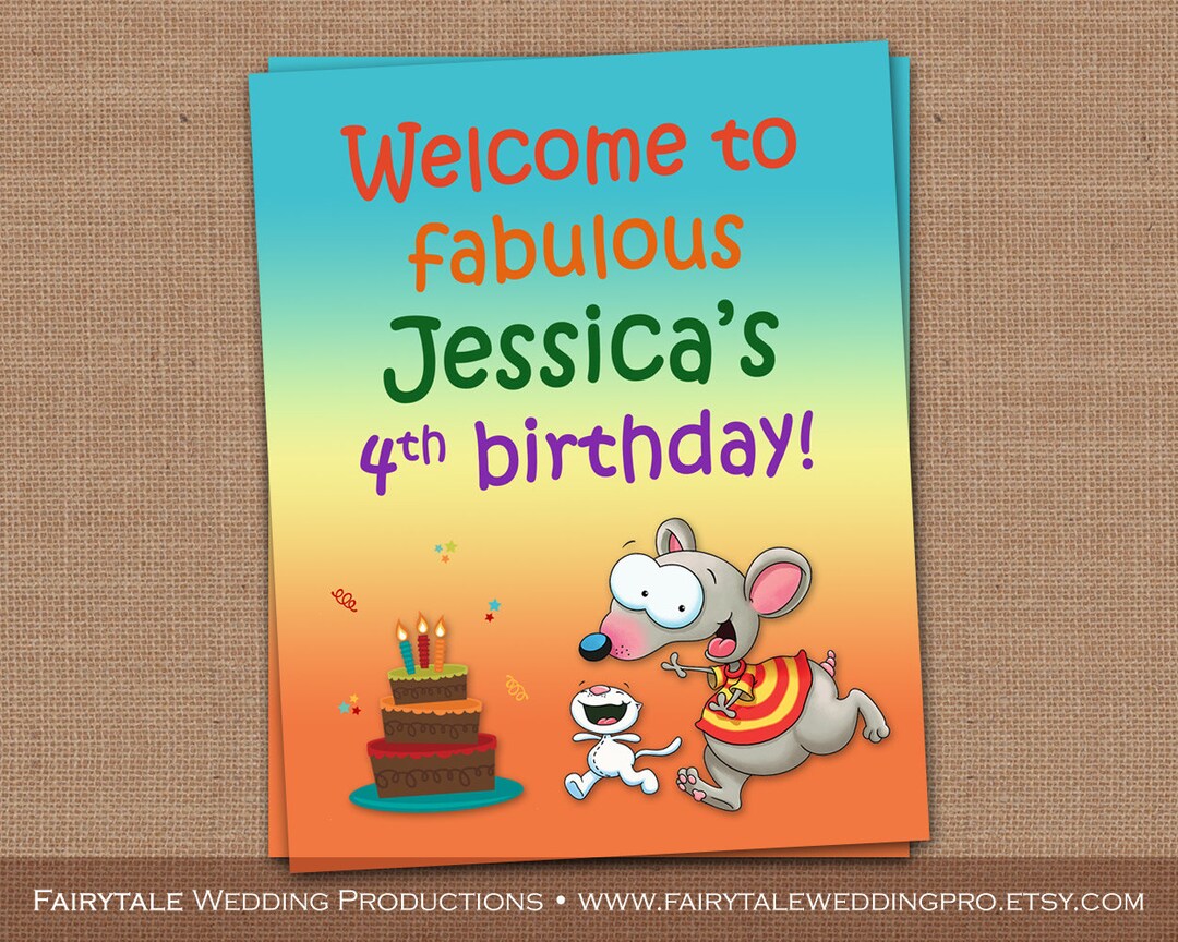 Toopy & Binoo Personalized Happy Birthday Party Door Welcome Sign ...