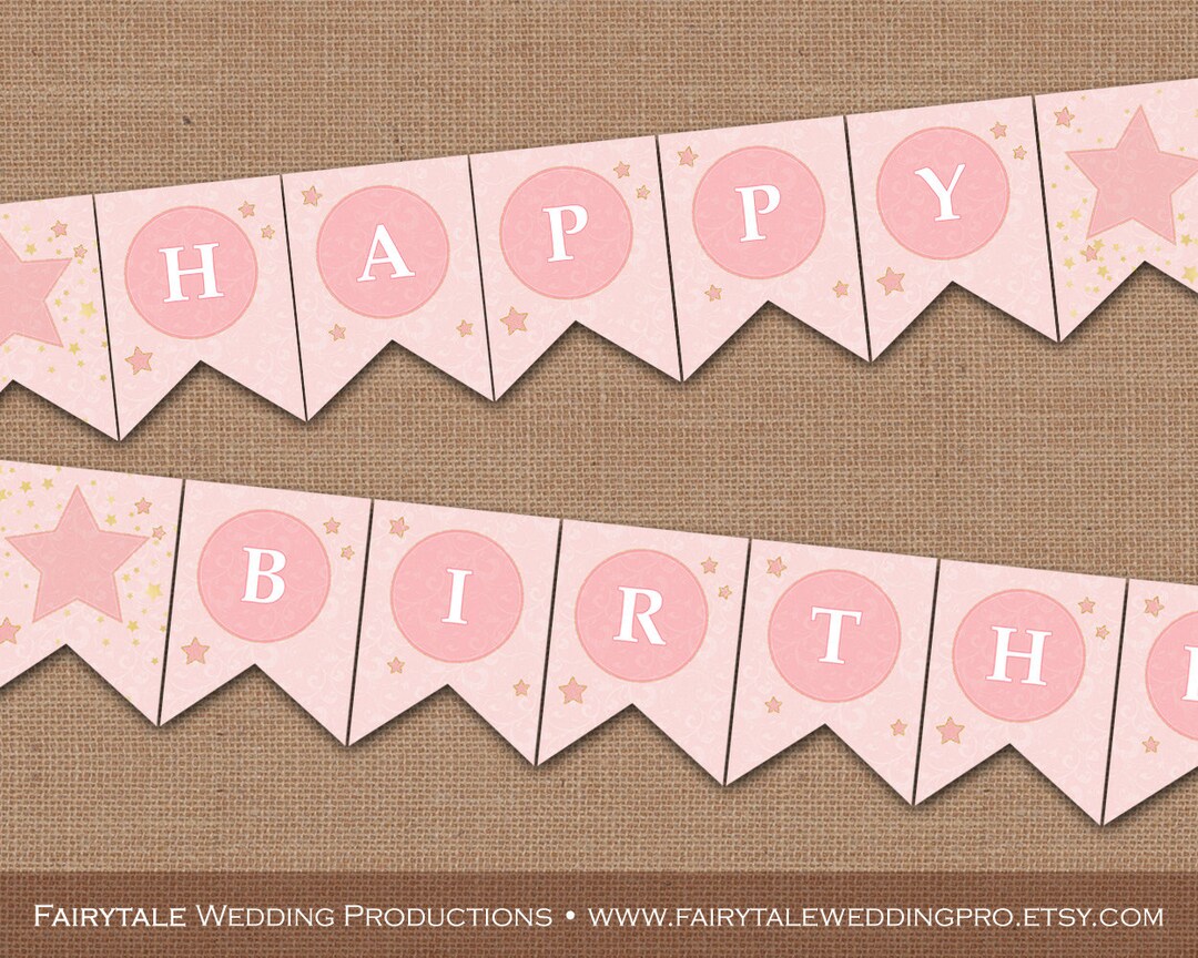 Twinkle Twinkle Little Star Happy Birthday Party Paper Bunting Flags ...