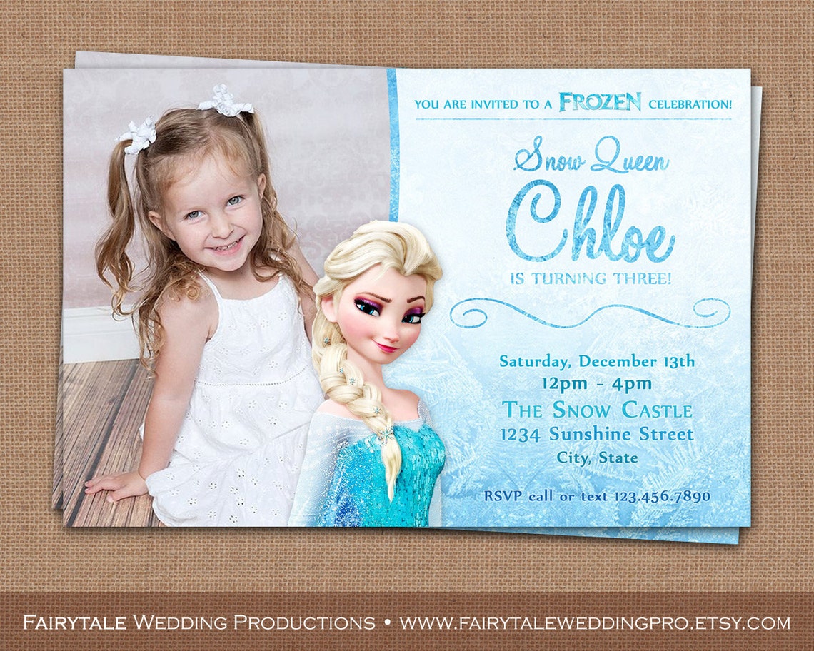 Personalized Frozen Snow Queen Elsa Birthday Party Photo Invitation ...