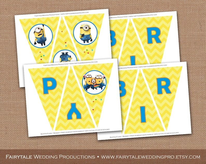 Despicable Me Minions Happy Birthday Banner Bunting Pennant Party Flags ...