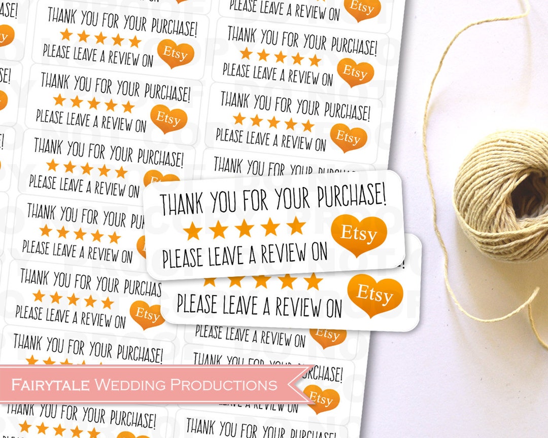 Etsy Thank You for Your Purchase Please Leave a Review Stickers for ...