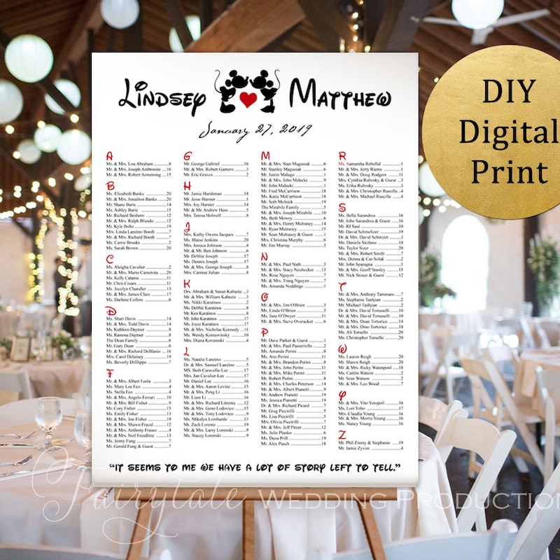 Wedding Seating Chart Disneys - Etsy