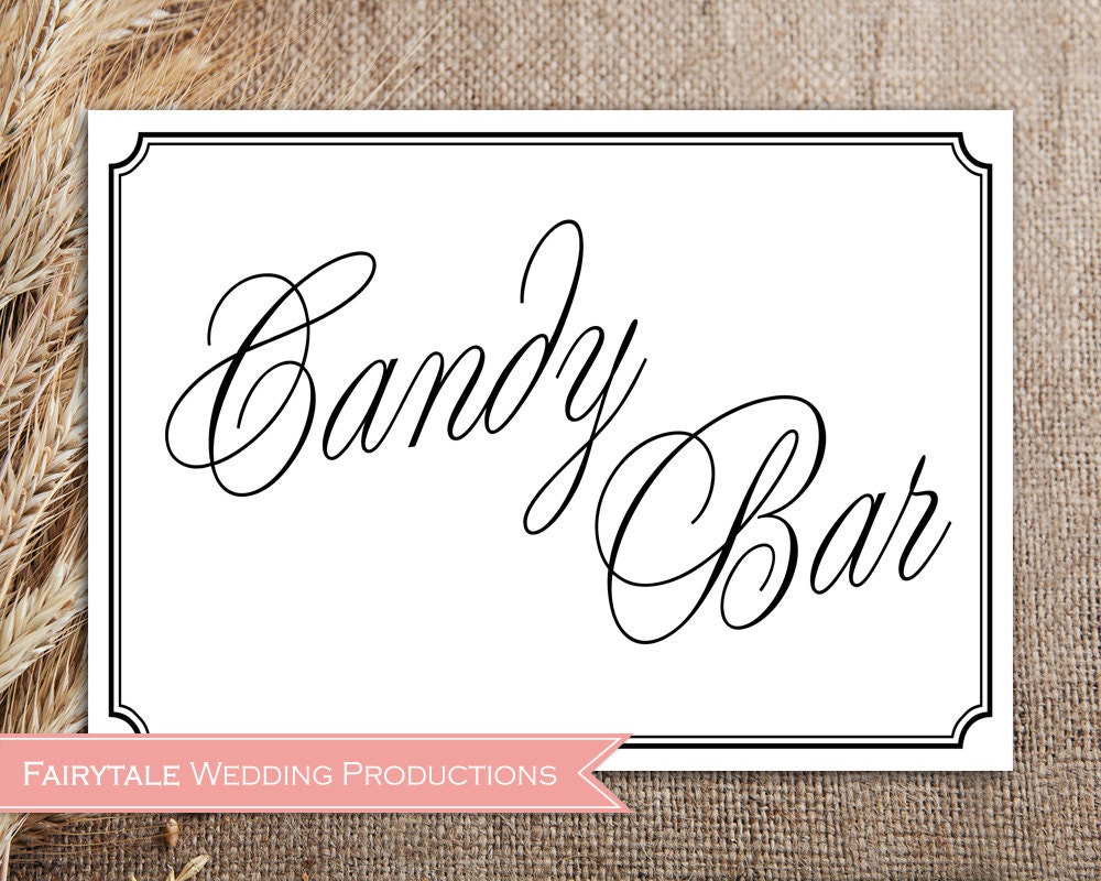 Elegant 5x7 Wedding Reception Candy Bar Table Sign Reception | Etsy
