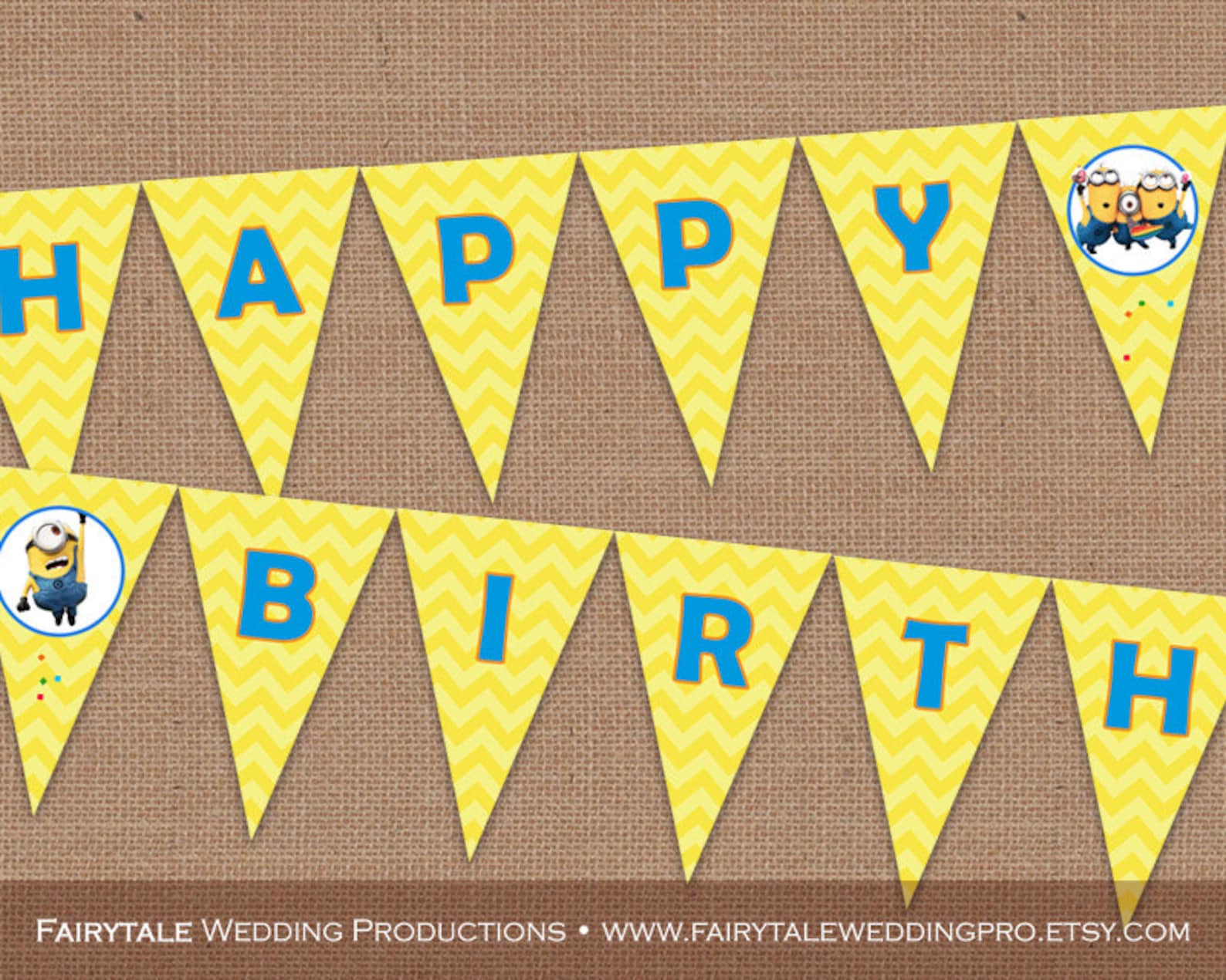 Despicable Me Minions Happy Birthday Banner Bunting Pennant Party Flags ...