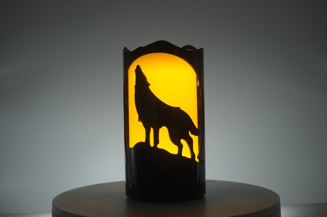 Wolf Howling Metal Candle Holder: Rustic Home Decor - Etsy