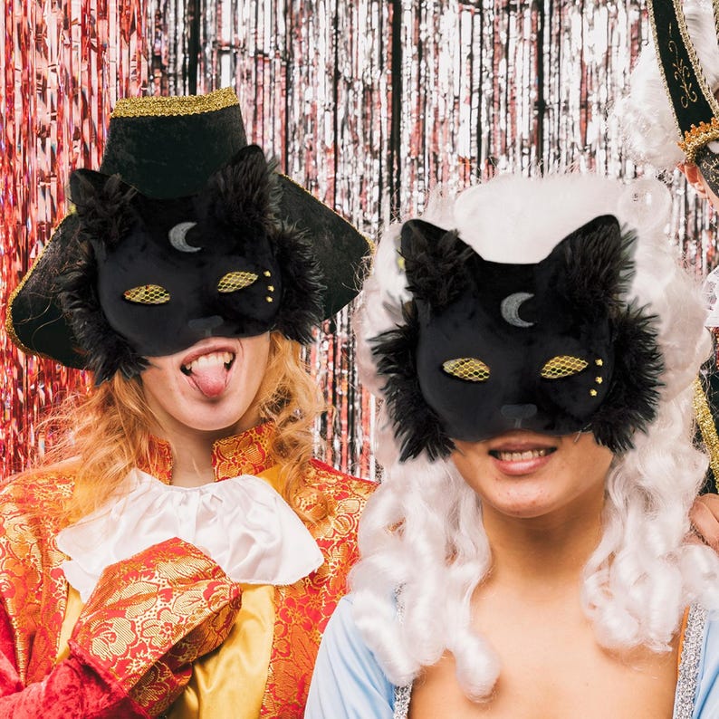 Cute Therian Gear Black Cat Mask for Girls, Kitty Otherkin Cat Mask Fur ...