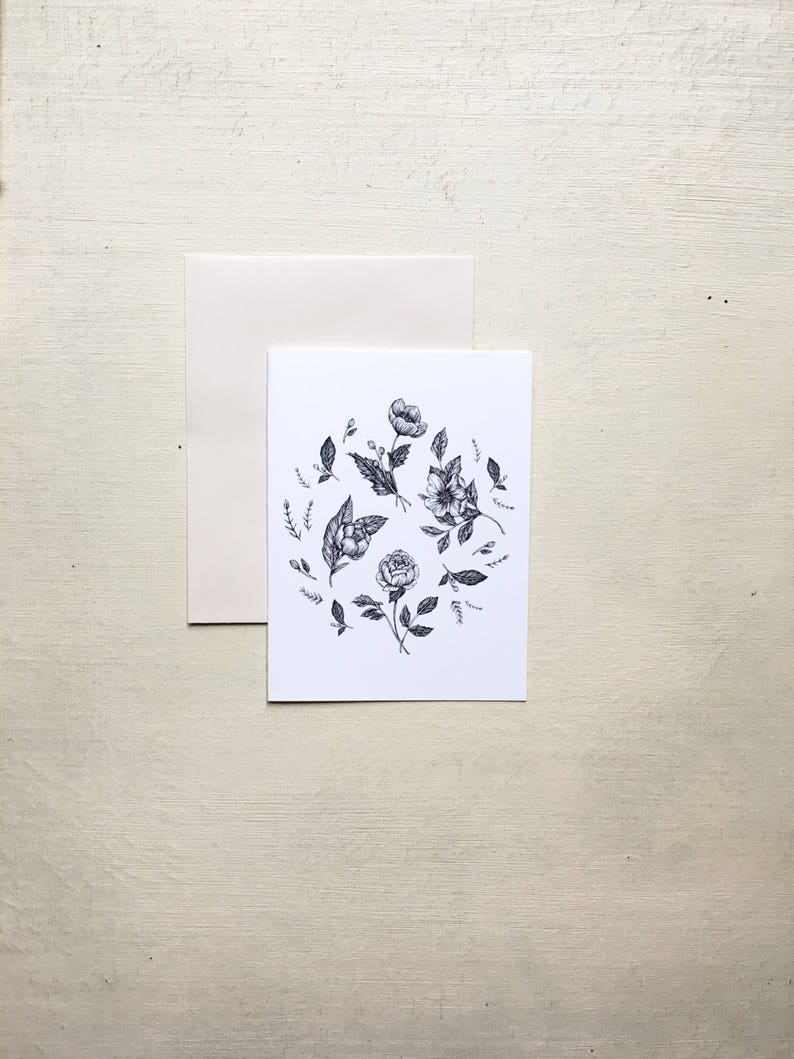 Botanical Card Set of Four Original Illustrations | Etsy