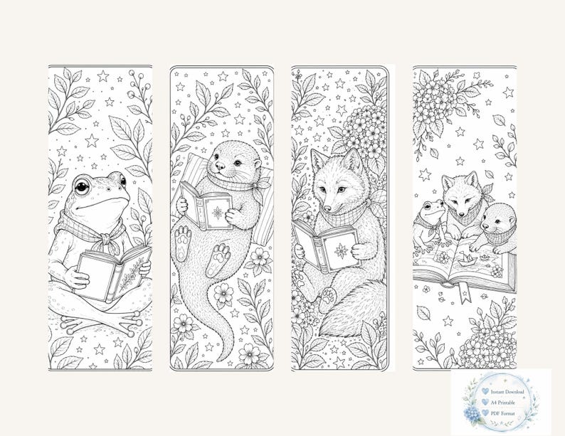 Woodland Animals Reading Bookmarks | Colouring & Watercolour Designs ...