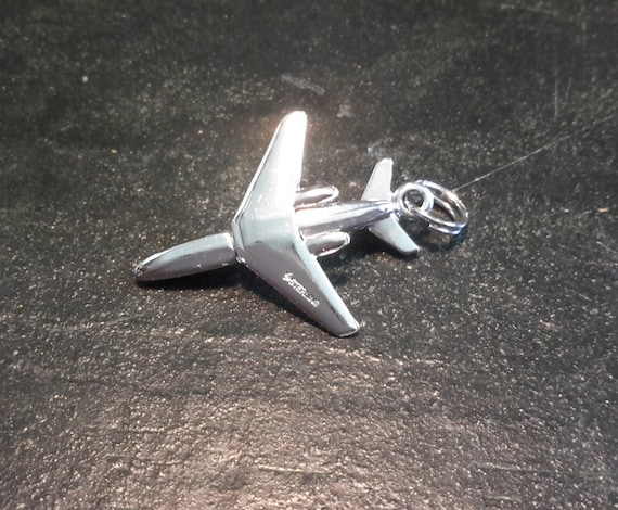 Sterling Silver Jet Airplane Charm Vintage - Gem