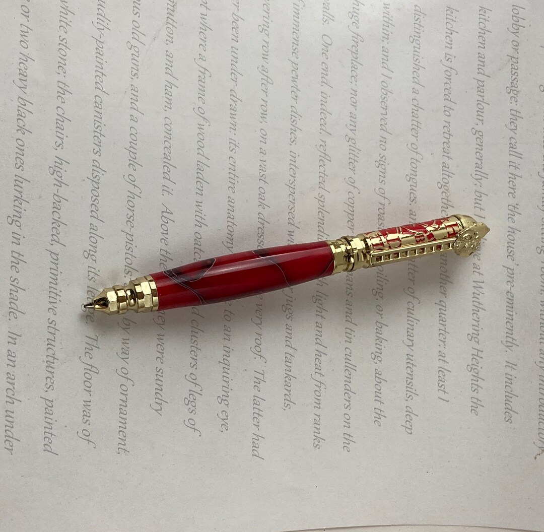 Firefighter Pen Push-and-lock | Ruby Acrylic in Brass and Red | Father ...