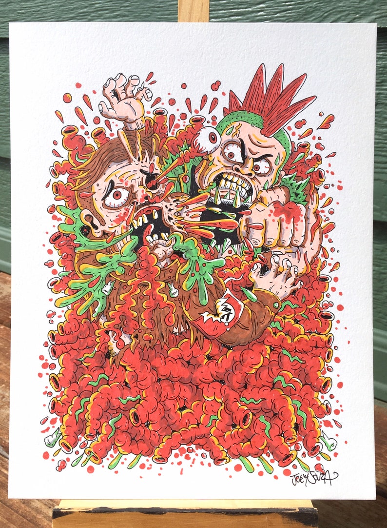 Punk Fight Marker Ink Original Art | Etsy