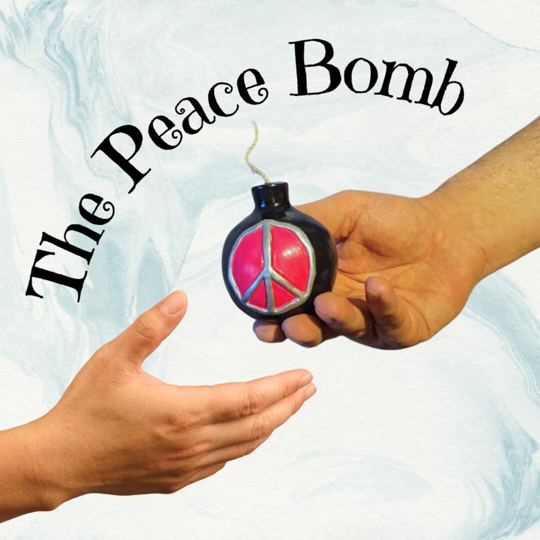 The Peace Bomb, Funny Yoga Gift, Handmade Peace Sign Sculpture, Study ...