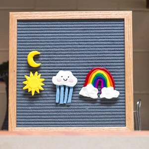 Weather Letter Board Ornaments – Handmade Clay Sun, Moon, Rainbow (4 ...
