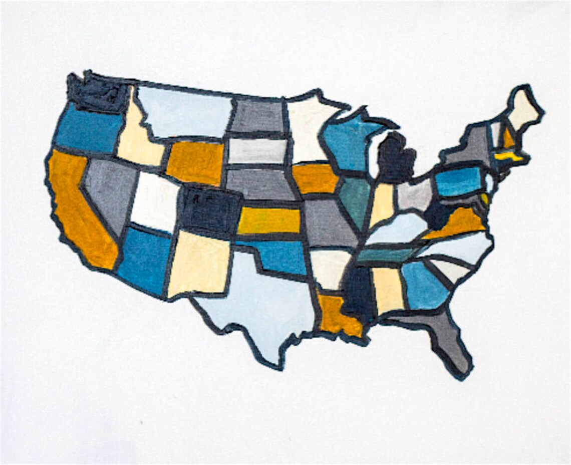Custom Contemporary United States Map // Acrylic Painting // | Etsy