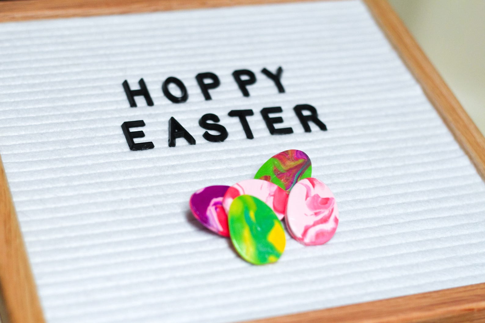 Handmade Clay Easter Egg Ornaments, Felt Letter Board Decor - Etsy