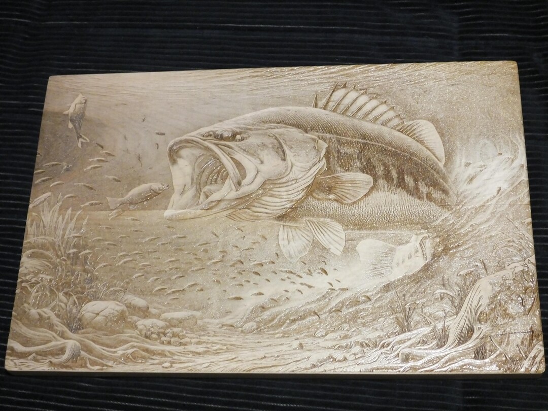 Largemouth Bass Feeding Laser Engraving High Definition Low Relief - Etsy