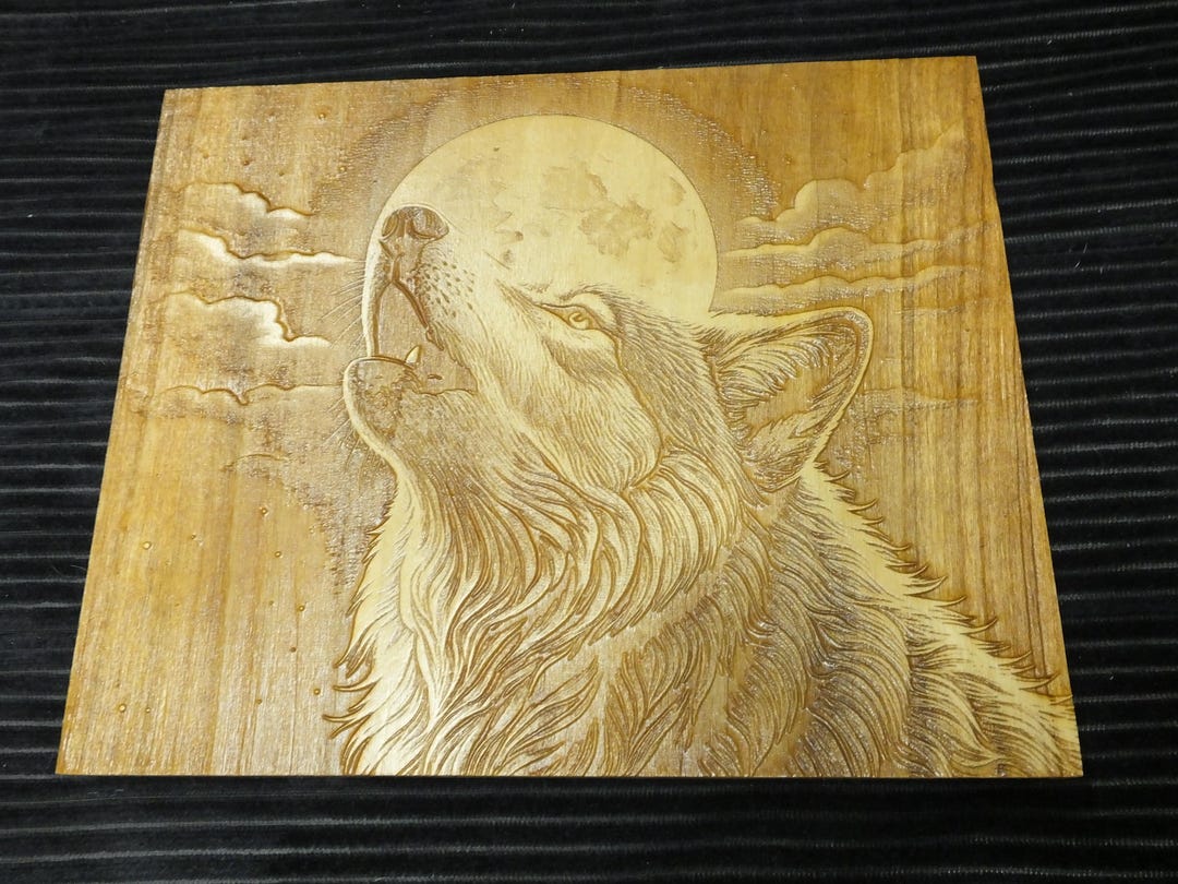 Howling Wolf Laser Engraving | High Definition | Low Relief | 3D ...