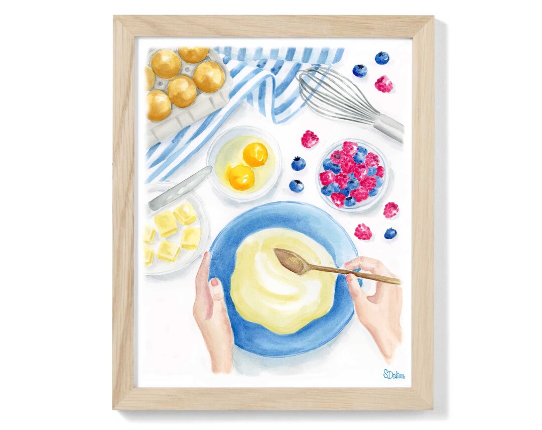 Watercolor Kitchen Art Print, Kitchen Decor, Kitchen Wall Art, Food ...