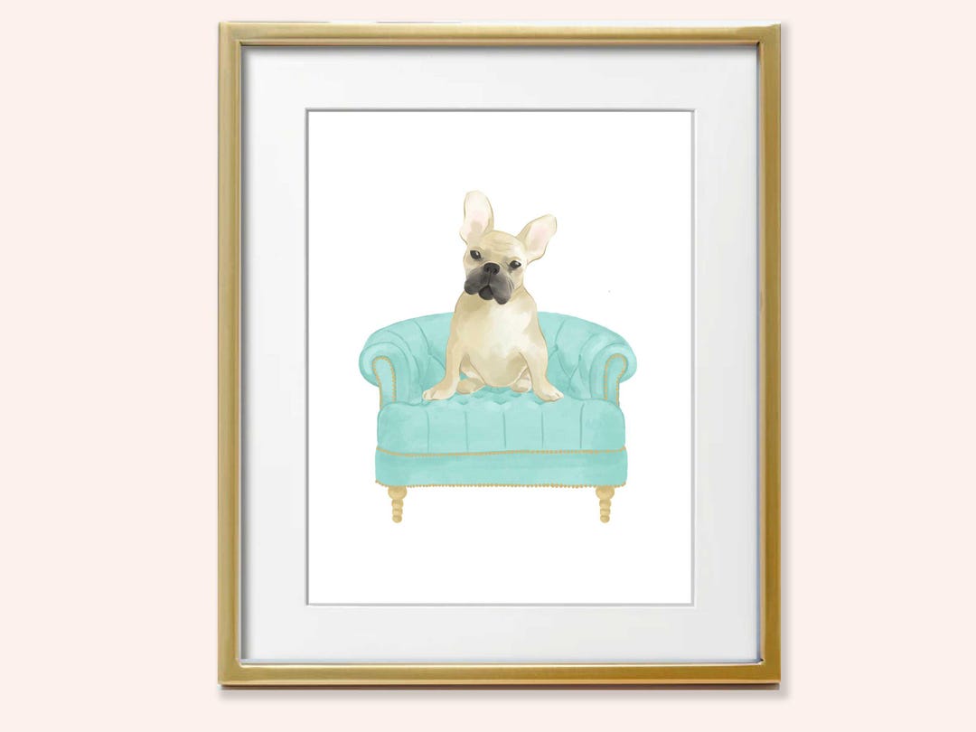 French Bulldog Art Print: Frenchie in Chair, Dog Lover Gift - Etsy