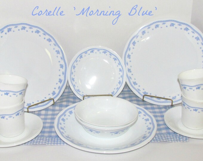 Vintage Corelle 'morning Blue' Dinnerware, Corelle Livingware, Blue ...