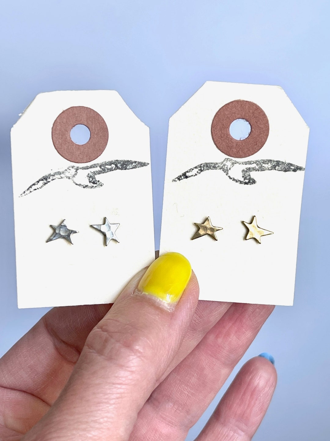 Delightful Tiny Asymmetrical Stars of Hammered Brass in Gold - Etsy