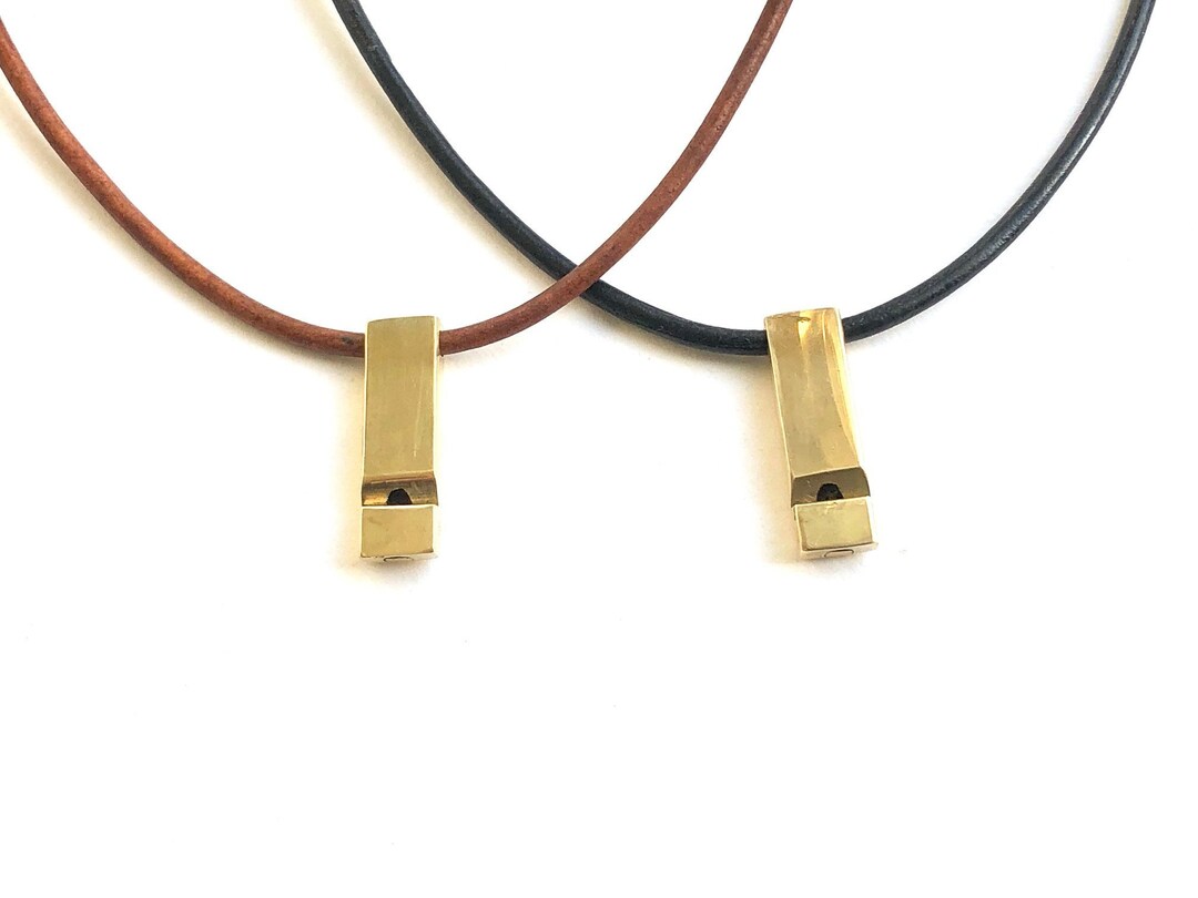Super Cool Vintage Rectangular Brass Whistle on Real Black or Brown ...
