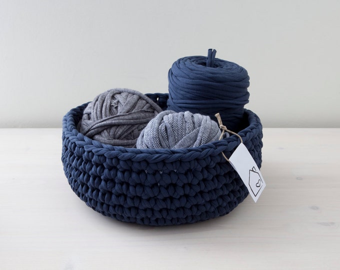 Blue Crocheted Basket - Etsy