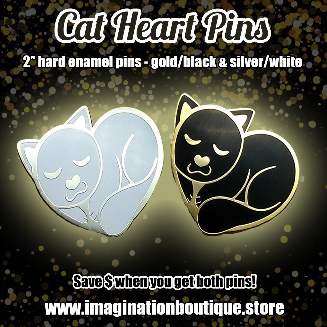 Cat Heart Pin - Etsy