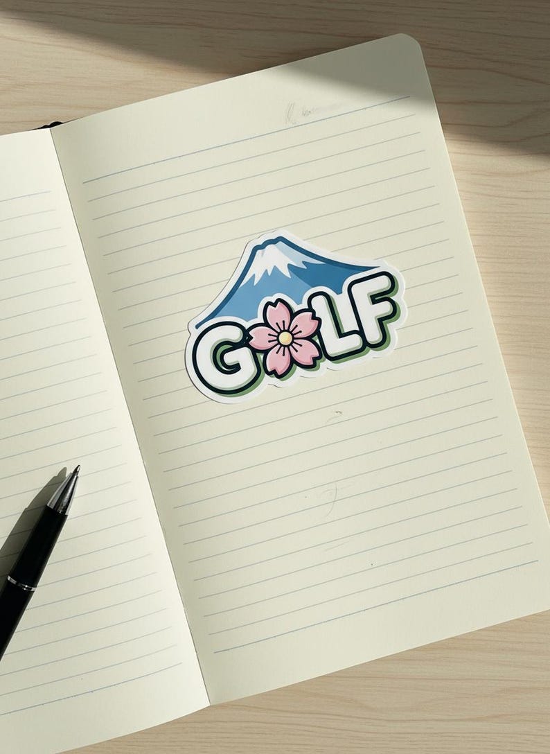 Mount Fuji Golf Sticker, Japanese Cherry Blossom Decal, Waterproof ...