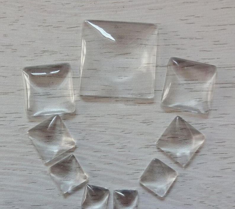 Square Clear Glass Cabochons Wholesale Hand-cut and Fired - Etsy