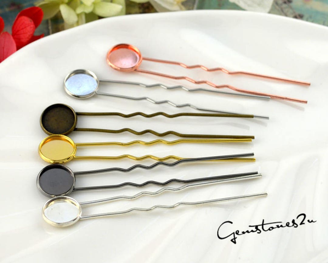 20pcs Brass Cameo Setting Hair Pins, Wedding Hair Pins, Prom Hair Pins ...