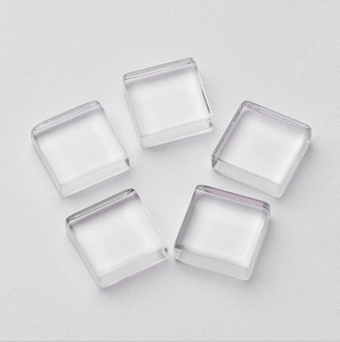 50pcs Flat Clear Glass Tile Square Transparent Glass - Etsy