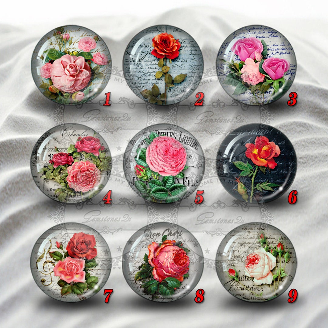 Flower Cabochons,glass Photo Cabochon,glass Cabochon,round Cabochons ...