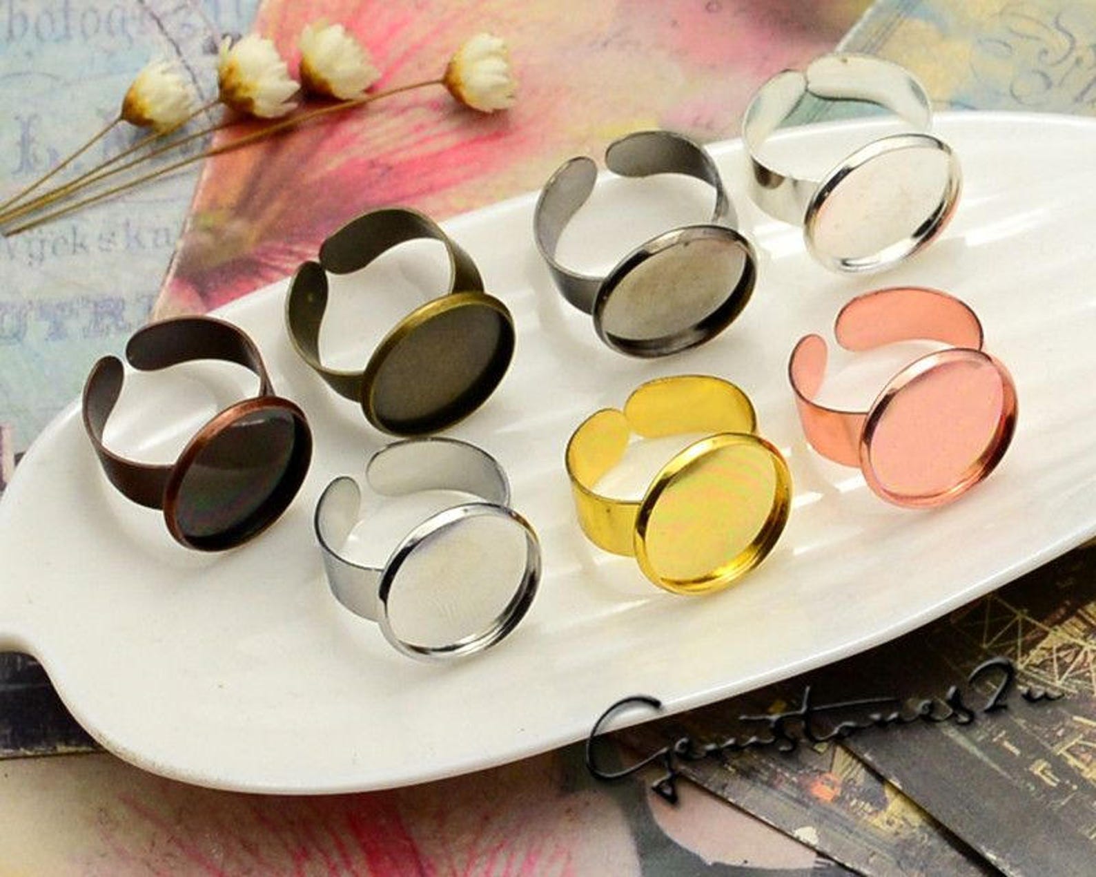 20pcs Adjustable Ring Blank With 10mm/12mm/14mm/ 16mm / 18mm / - Etsy