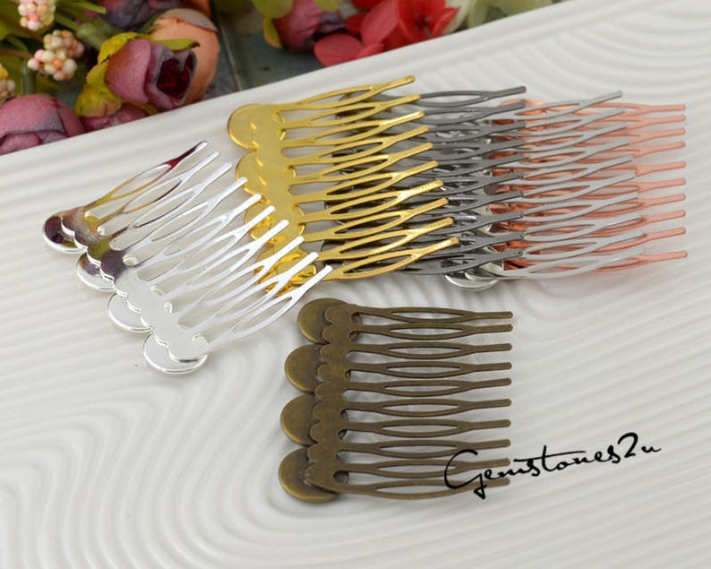 10pcs 12mm Round Cameo Base, Hair Comb Base Bezel Setting, Bridal ...