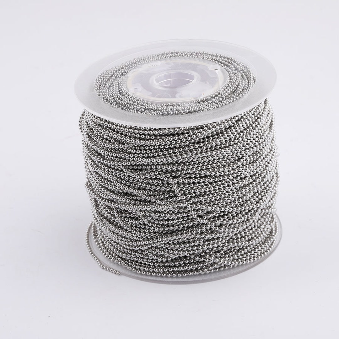 20m 1.5mm Stainless Steel Bead Chain - Bulk DIY Jewelry Making Charm ...