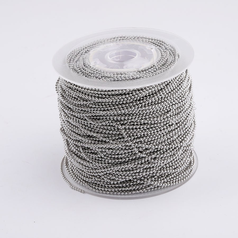 20m 1.5mm Stainless Steel Bead Chain - Bulk DIY Jewelry Making Charm ...