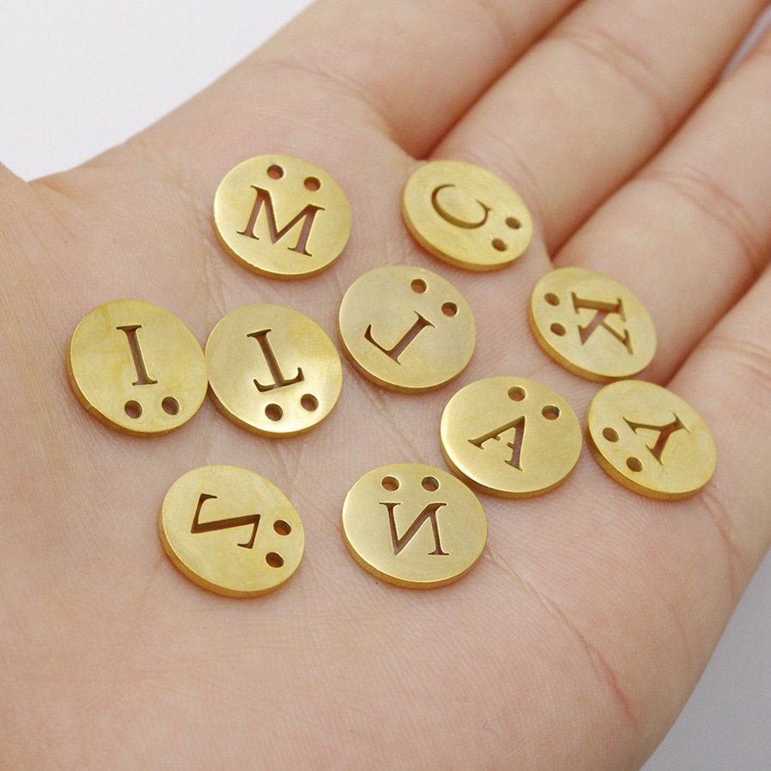 12mm Round Shaped A-Z Alphabet Charm,stainless Letter Charms,steel ...