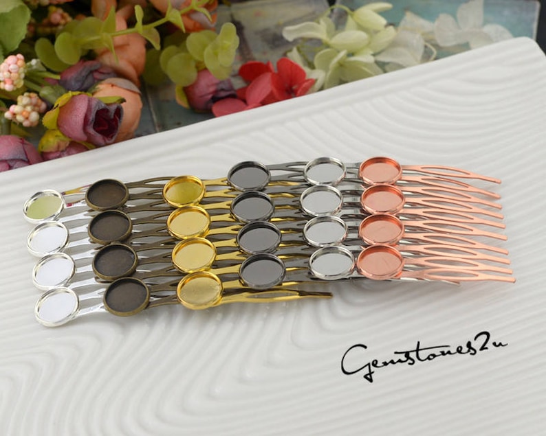 10pcs 12mm Round Cameo Base, Hair Comb Base Bezel Setting, Bridal ...
