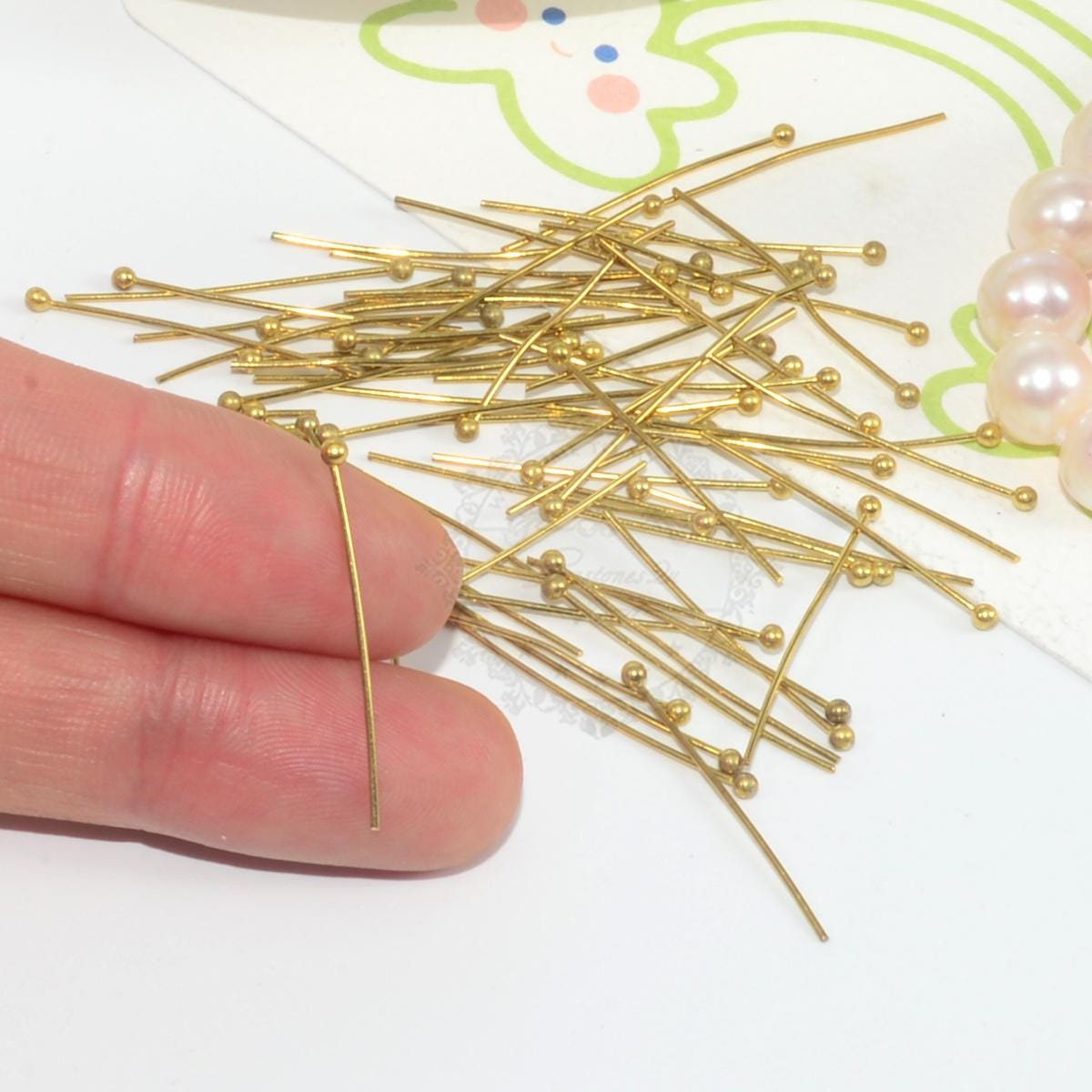 500pcs Raw Brass 2mm Ball End Head Pins ,14mm -60mm Long Ball Pin ...