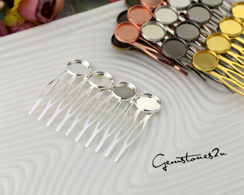 10pcs 12mm Round Cameo Base, Hair Comb Base Bezel Setting, Bridal ...