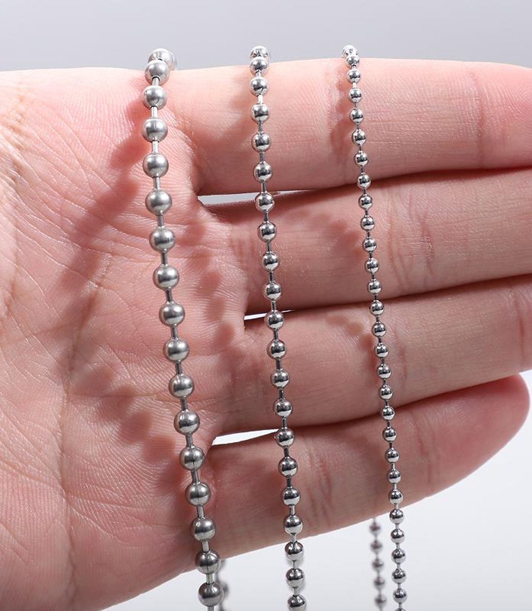 10m 1.5mm~4.0mm Stainless Steel Bead Chain, Bulk DIY Jewelry Making ...