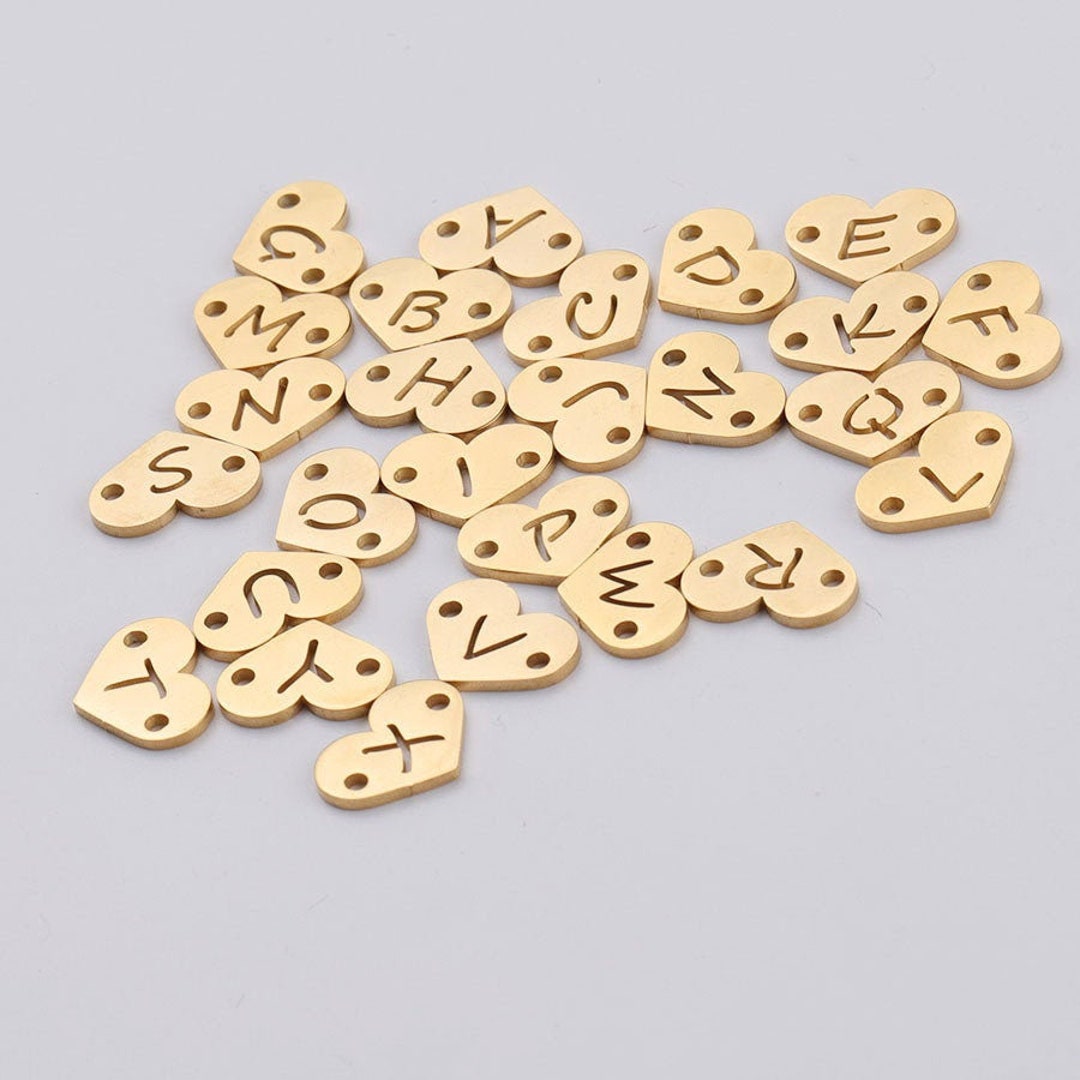 10pcs 12mm Heart Shaped A-Z Alphabet Charm,stainless Letter Charms ...