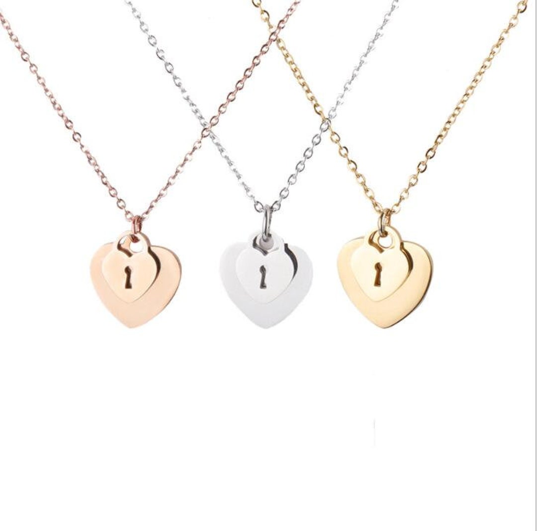 3pcs Stainless Steel Love Heart Pendant Personalized Stamping Necklace ...