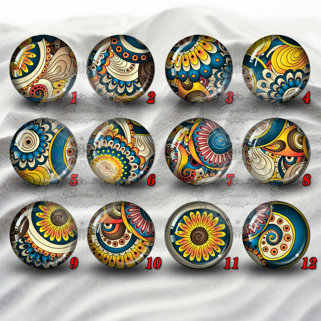 Paisley Handmade Cabochons,glass Photo Cabochon,glass Cabochon,round ...