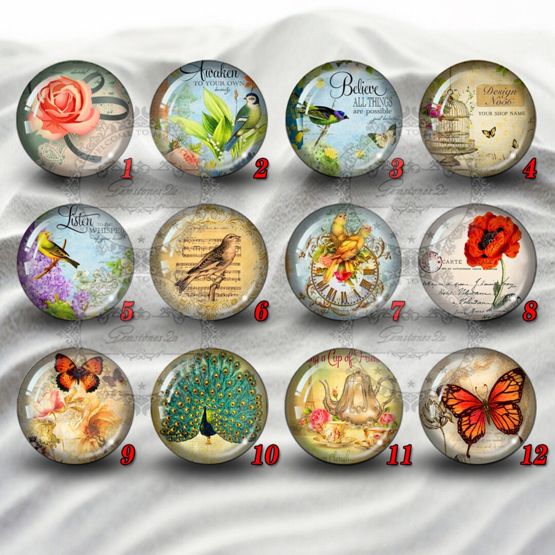 Handmade Cabochons,glass Photo Cabochon,glass Cabochon,round Cabochons ...