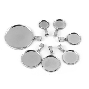 20pcs 6mm~30mm Stainless Steel Round Bezel Pendant, Bezel Pendant ...