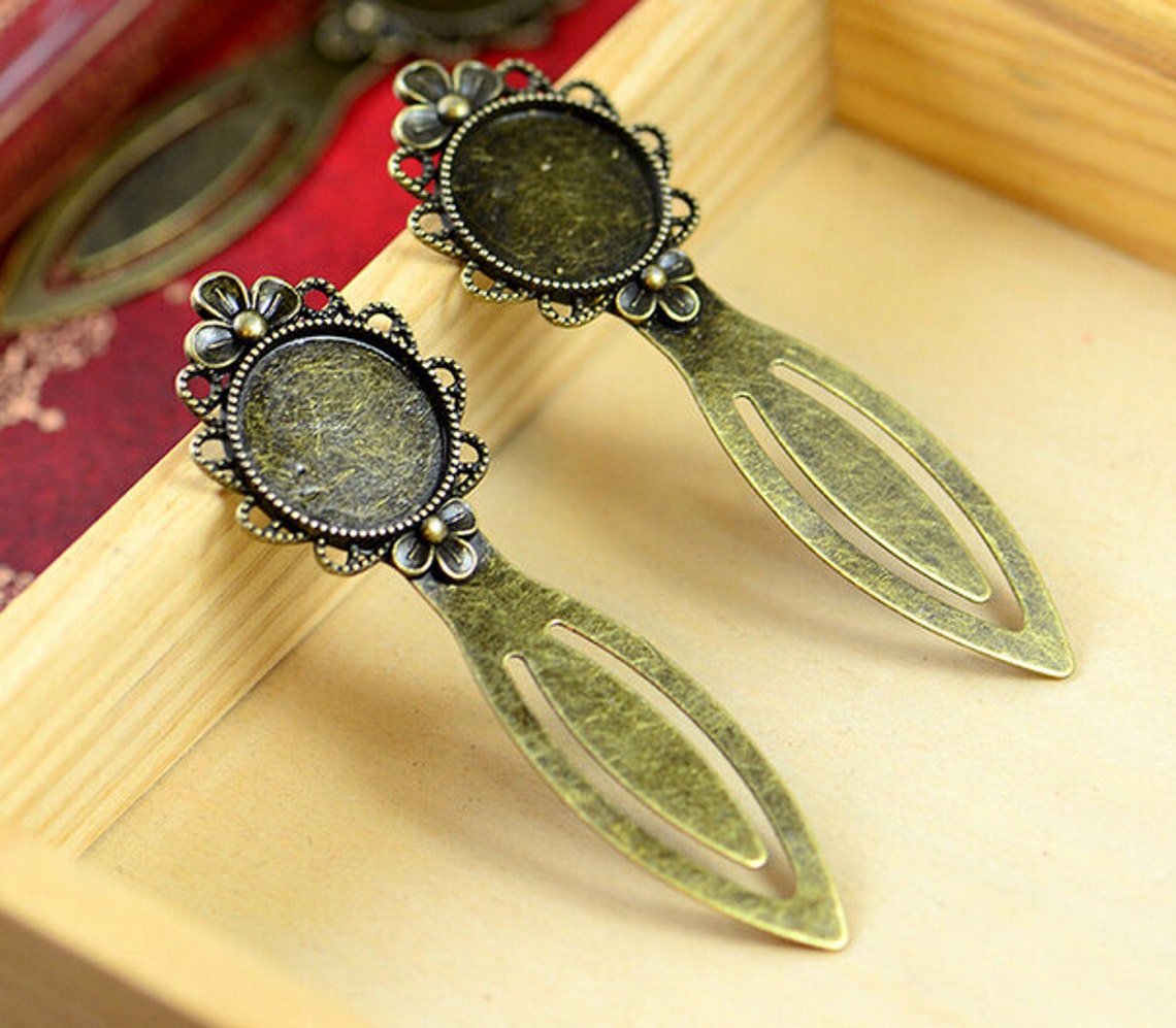 10pcs Antique Bronze Bookmarks With 20mm Gemstones Cameo - Etsy