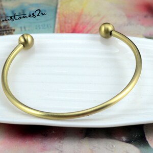 3pcs Simple Bangle, Brass Bronze Adjustable Cuff Bangle W/ Screwed Ball ...