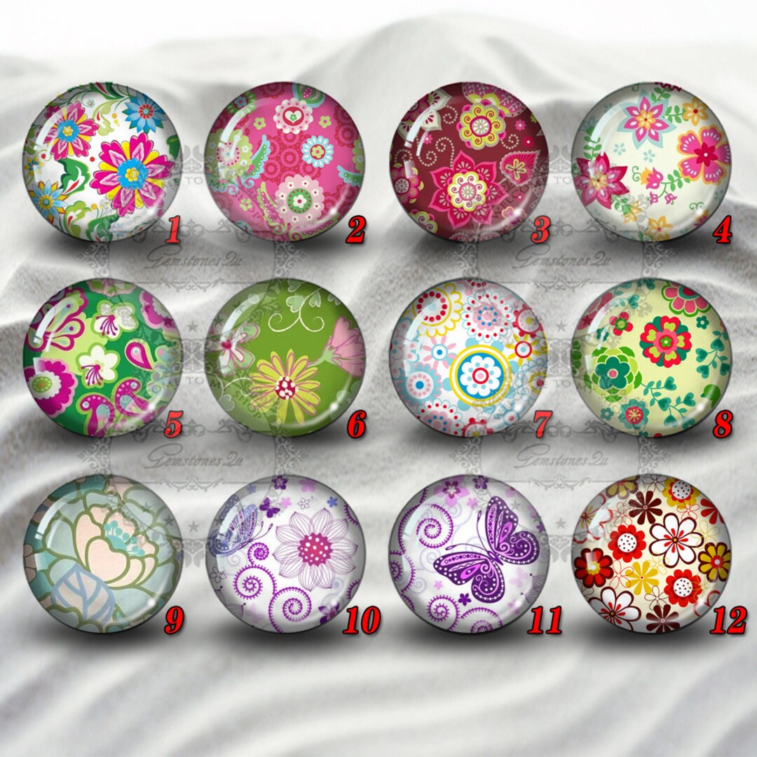 Flower Cabochons,glass Photo Cabochon,glass Cabochon,round Cabochons ...